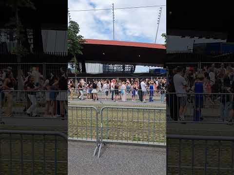 Taylor Swift fans waiting in front of Letzigrund Stadium, Zurich, Switzerland. 10th July 2024.