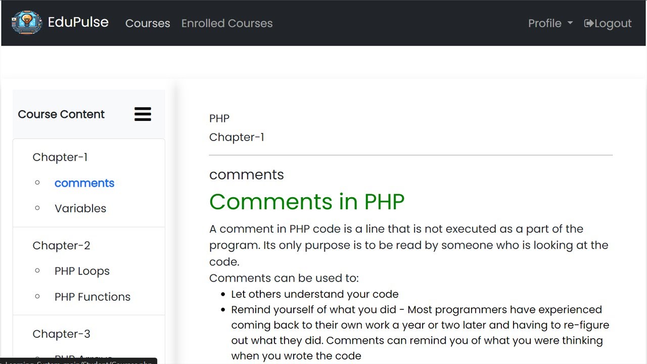 Online Learning System PHP and MySQL Project - With Source Code