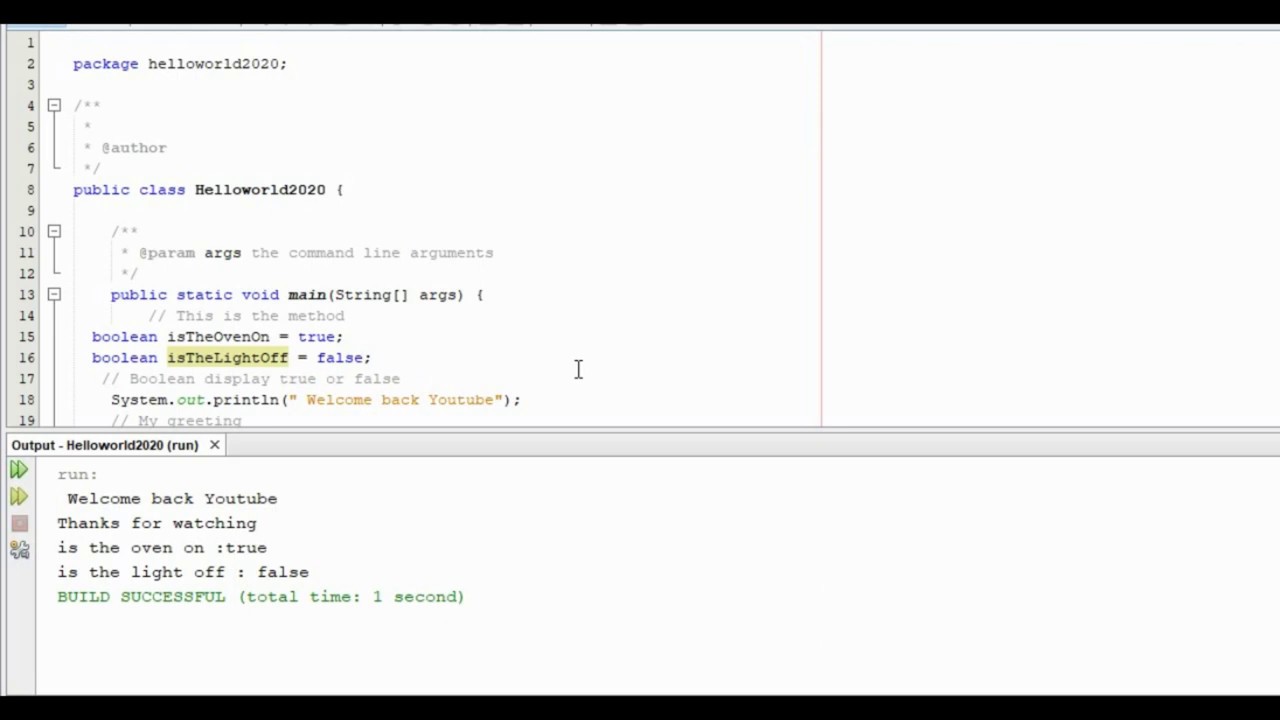 DECLARING A BOOLEAN IN JAVA