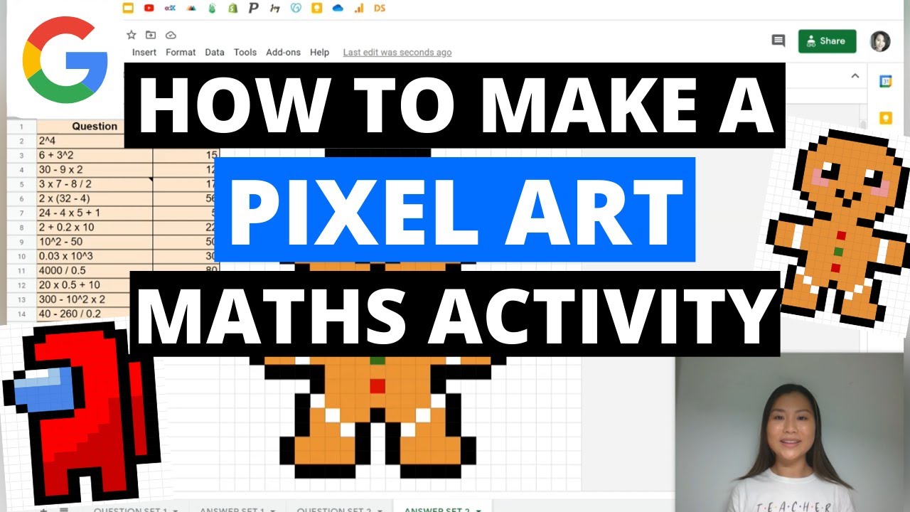 How To Create A Pixel Art Maths Activity using Google Sheets - Among Us & Xmas Free Templates! ✨🎄