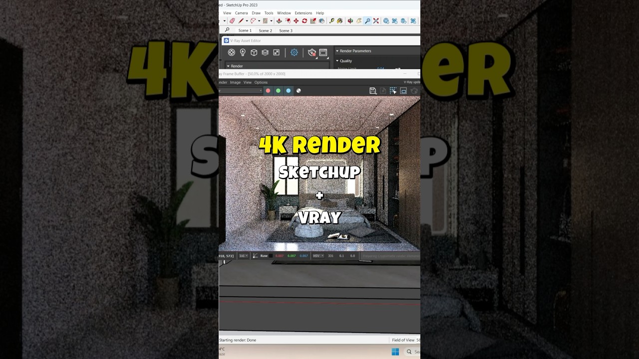 ✅Sketchup and vray photorealistic render settings #youtubeshorts #new #sketchup #viralvideo