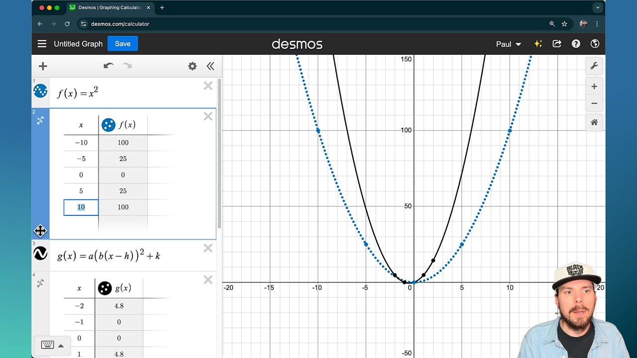Defining Variables and Functions in Desmos | Graphing, Tables, and Plot Options