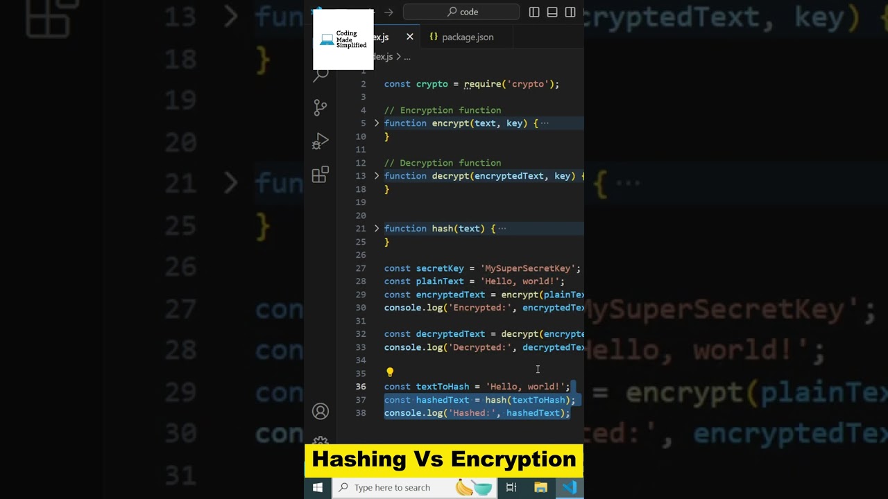 Hashing VS Encryption #javascript #computerscience #interview