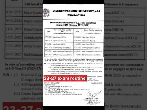 vksu 2023-27 exam । vksu ug semester 3 exam routine #vksu #ugexam #trending #shorts