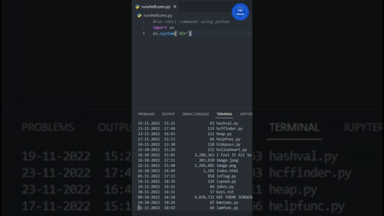 run shell command using python #shorts #short