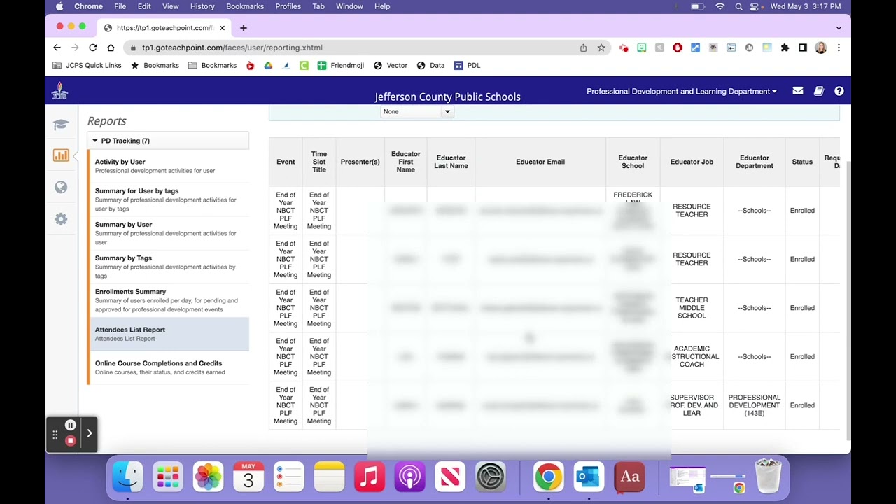 Attendees List Report