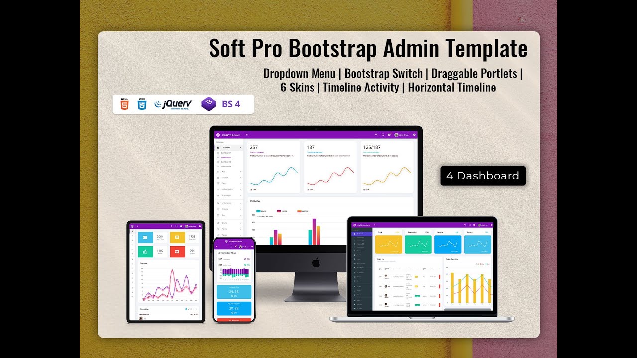 Bootstrap Admin Template With Admin Panel – Soft Pro