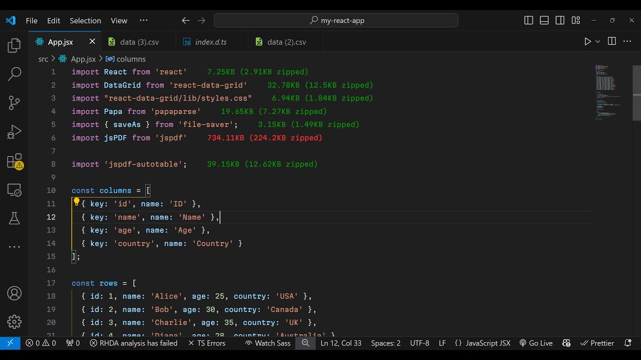 Build a React.js Data Grid with CSV and PDF Export Using jsPDF-Autotable & Papaparse in Browser