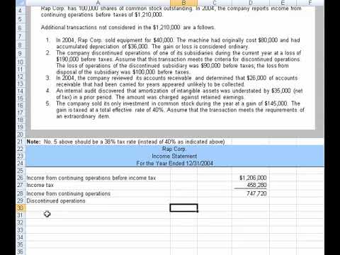 Income Statement - Irregular Items, P4-7 Part 1