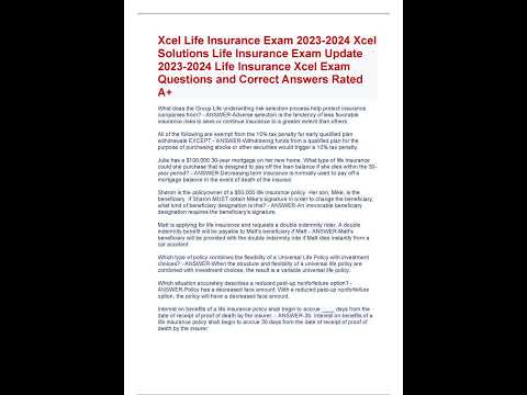 Xcel Life Insurance Exam Xcel Solutions Life Insurance Exam Update Life Insurance Xcel Exam Question