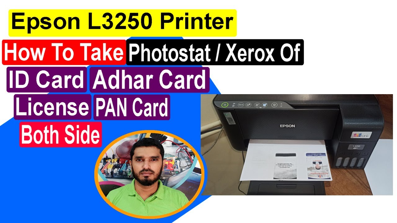 Epson L3250 Printer Photocopy / Xerox Of ID Card,Adhar Card,License,PAN Card Both Side Iമലയാളം