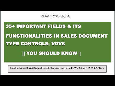 CONCEPT 33- SALES DOCUMENT TYPE CONTROLS || VOV8 || SAP SD || SAP FORMULA ||