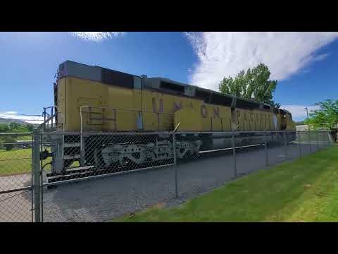 Union Pacific #6901 EMD DDA40X, Steam Engine and Oregon Short Line Caboose Walk By.