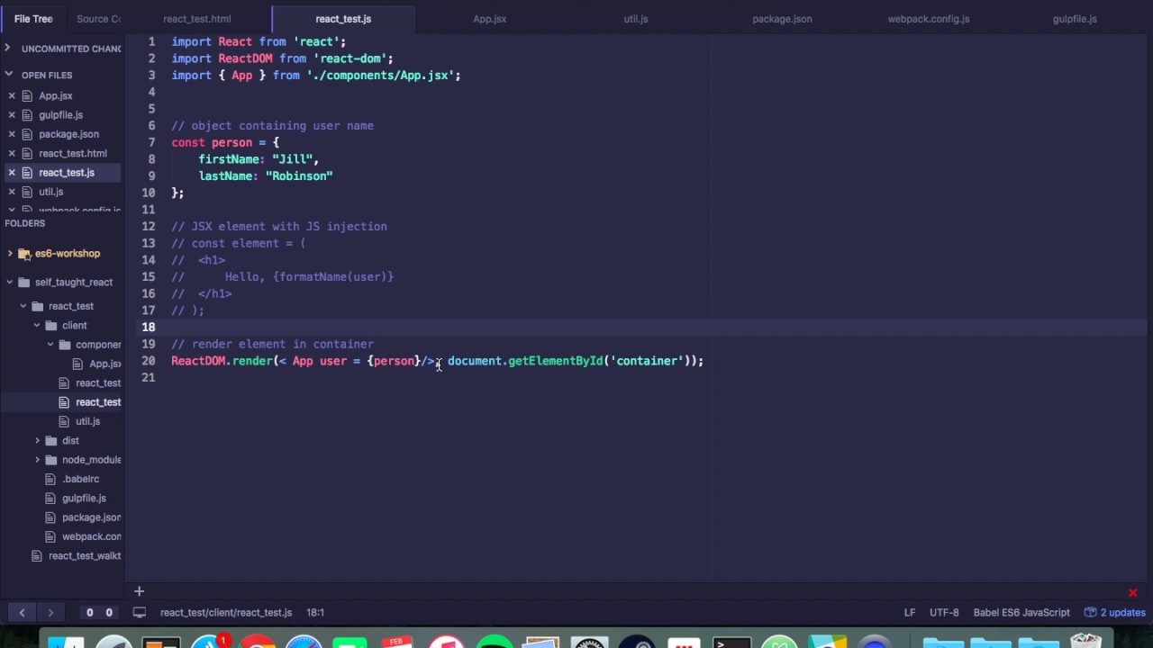 JavaScript with Jill Part 2: React walkthrough - Webpack, Babel and Gulp