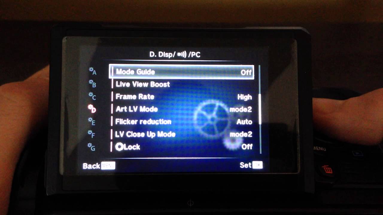 Olympus Custom Menu D walkthrough