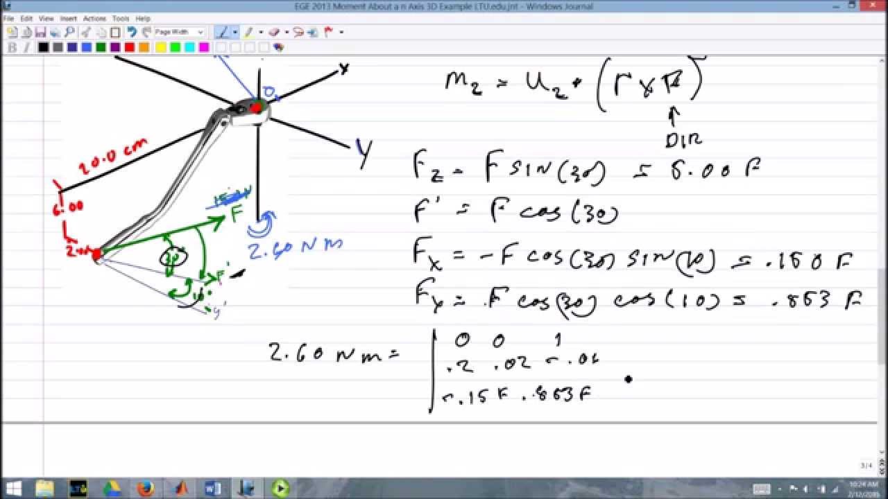 Statics: Determine the Moment about a Specified Axis (Closed Captioned)