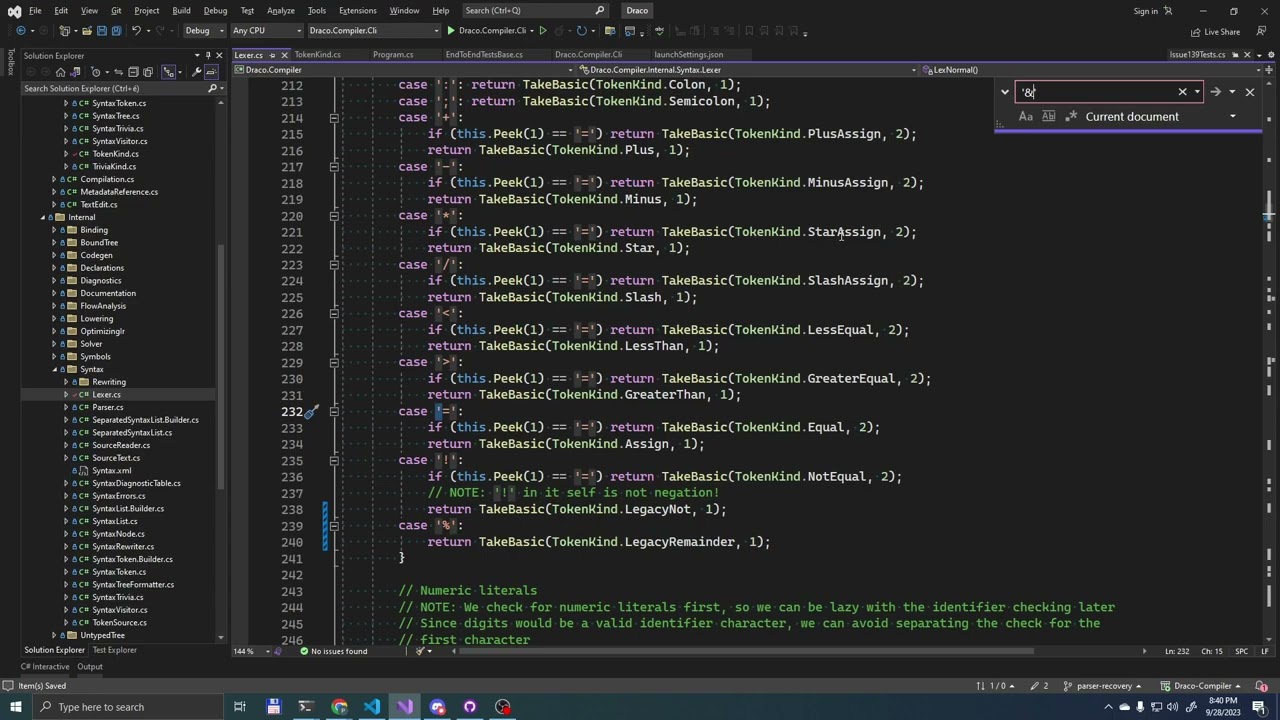 Draco compiler development: improving parser error recovery