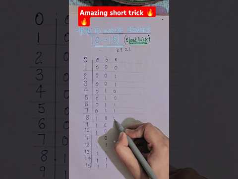 how to write (0-15) in binary short trick #computerscience #ytshorts #viral