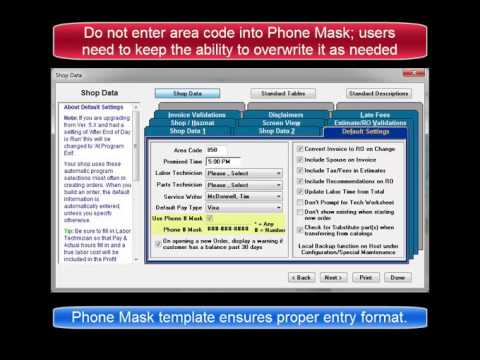 Manager SE - Setup: Default Settings