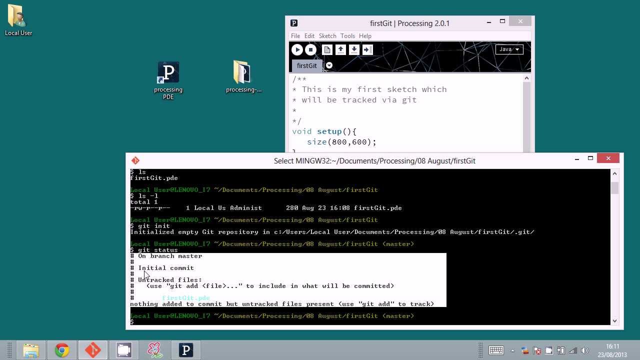 Create your first Processing Sketch and put it to git repository  - Part 1