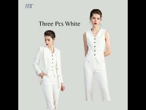 Three Pcs White Pants Suits