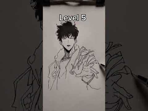 How to draw Sung Jin Woo in different levels #drawing #anime #shorts