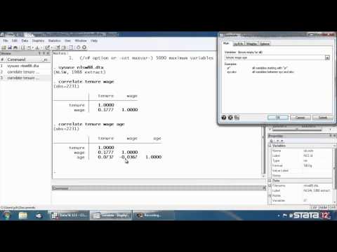 Pearson's correlation coefficient in Stata®