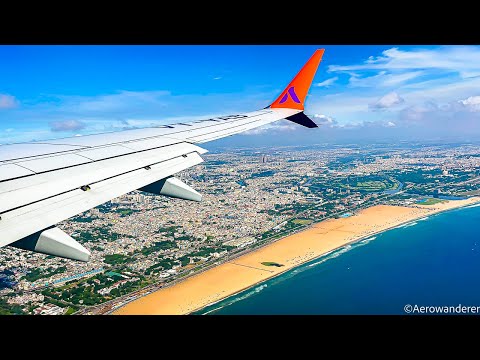 CHENNAI AERIAL VIEW - Scenic Approach + Landing