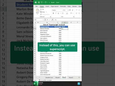Learn Use Of Superscript In Excel #excel