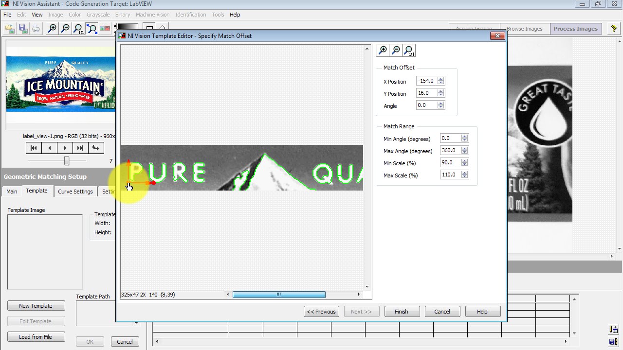 NI Vision: Find Reference Feature (Geometric Matching)