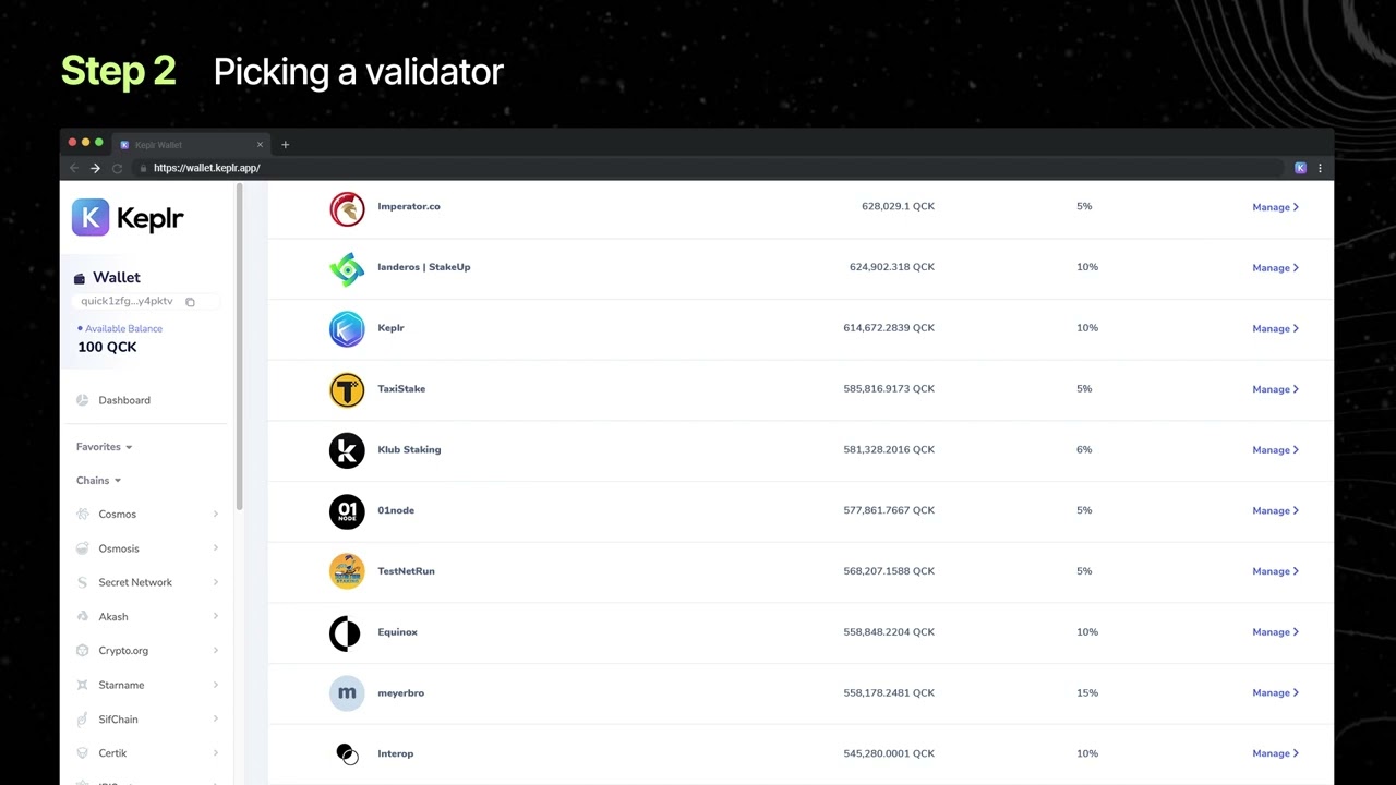 How to stake $QCK token in less than a minute (Quicksilver)