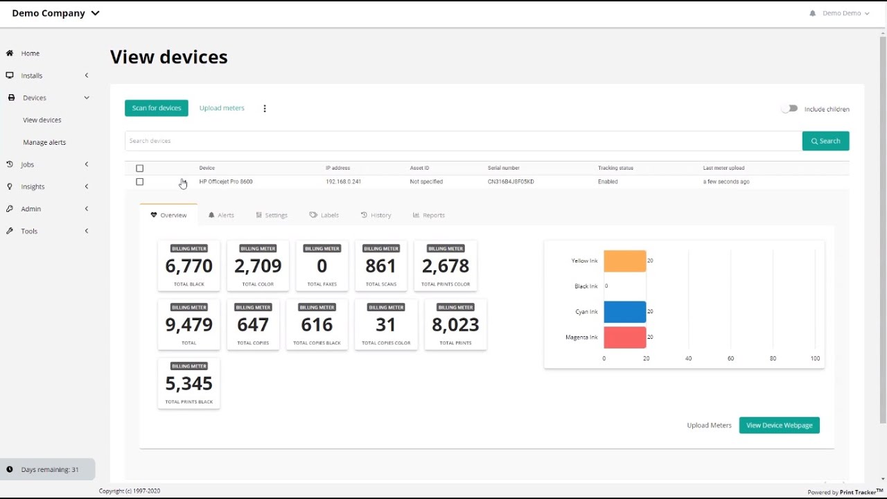 Print Tracker Demo Setup
