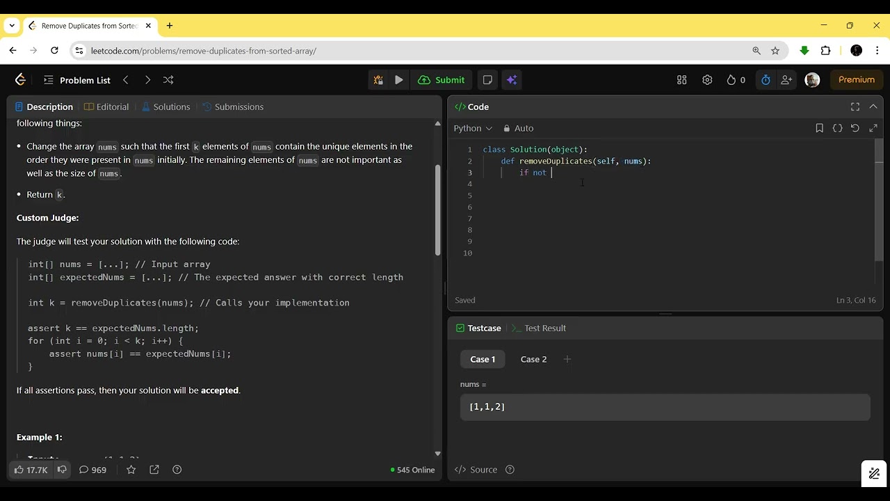 Remove Duplicates from Sorted Array || LeetCode 26 || 100DaysOfCode- Day 12