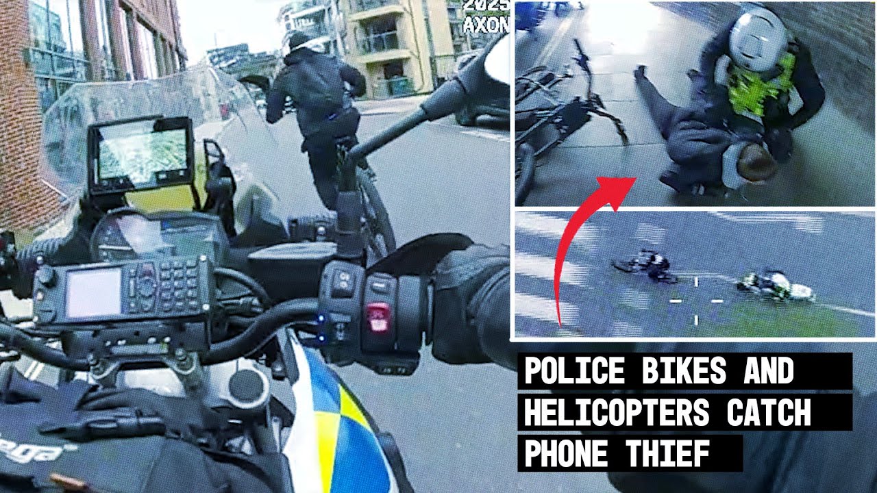 Phone Snatcher TAKEDOWN | Police chase through central London |  Police Helicopter and motorbikes
