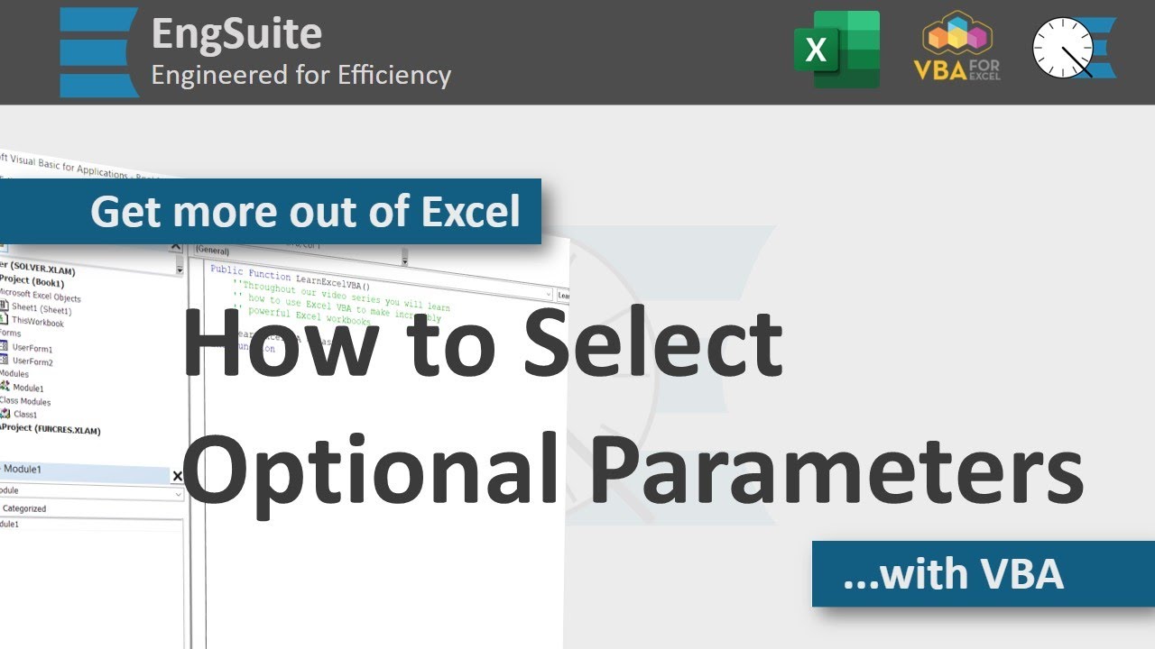 How to Select Optional Parameters - Excel VBA