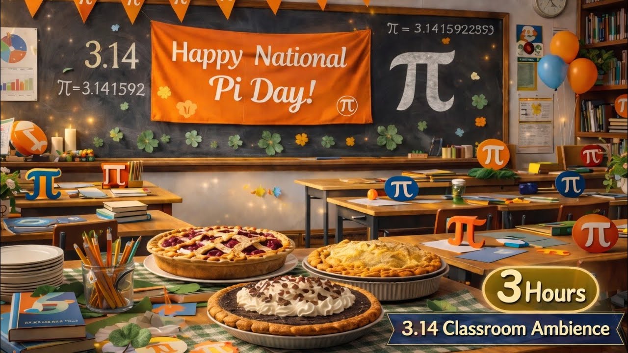Cozy Pi Day Classroom Ambience 🥧 | 3.14 Celebration & Calm Focus Music | 3 Hours