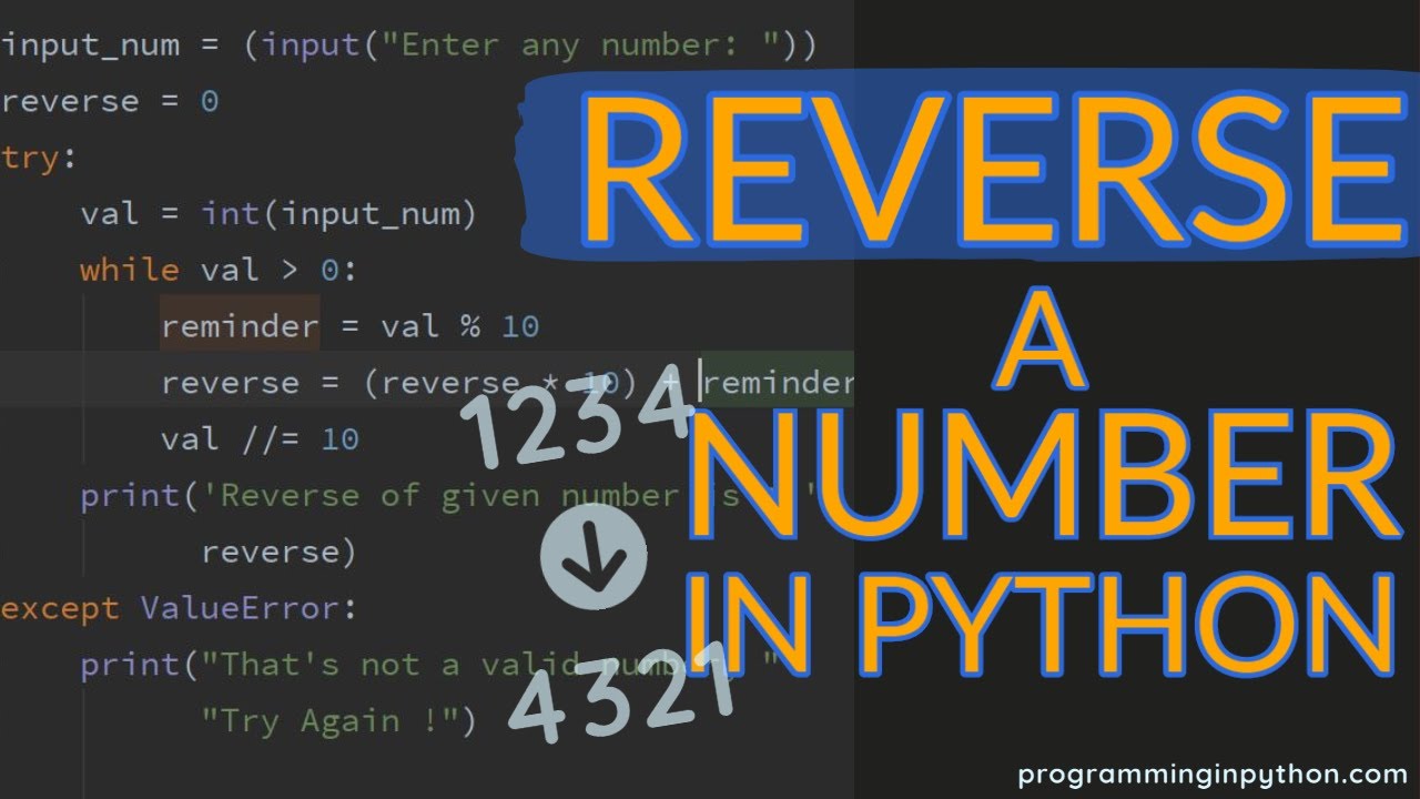 Python Program to find reverse of a number || Programming In Python