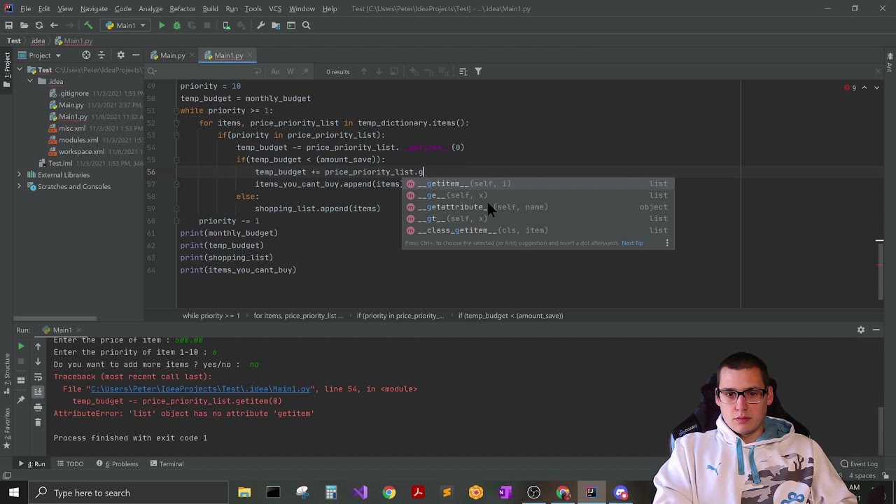 Monthly Budget Python