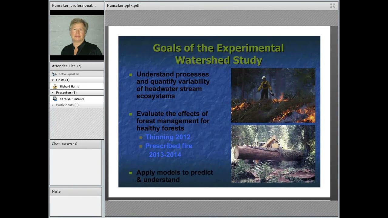 Water Yield & Forest Health: Findings from Sierra Headwaters- Dr. Carolyn Hunsaker