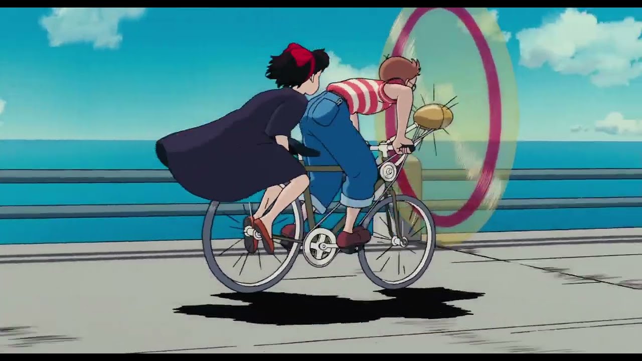 Kiki rides a funny bicycle