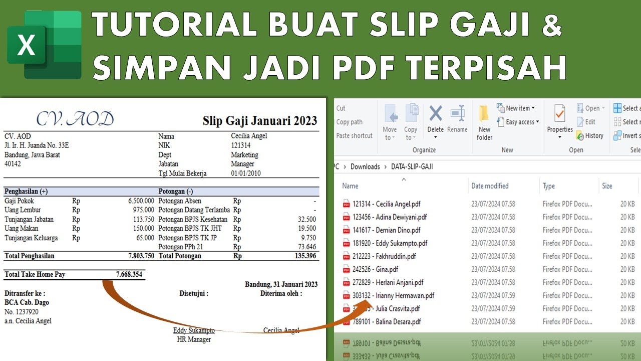 Excel: create payslips from multiple data and save them as separate PDFs #tipsexcel