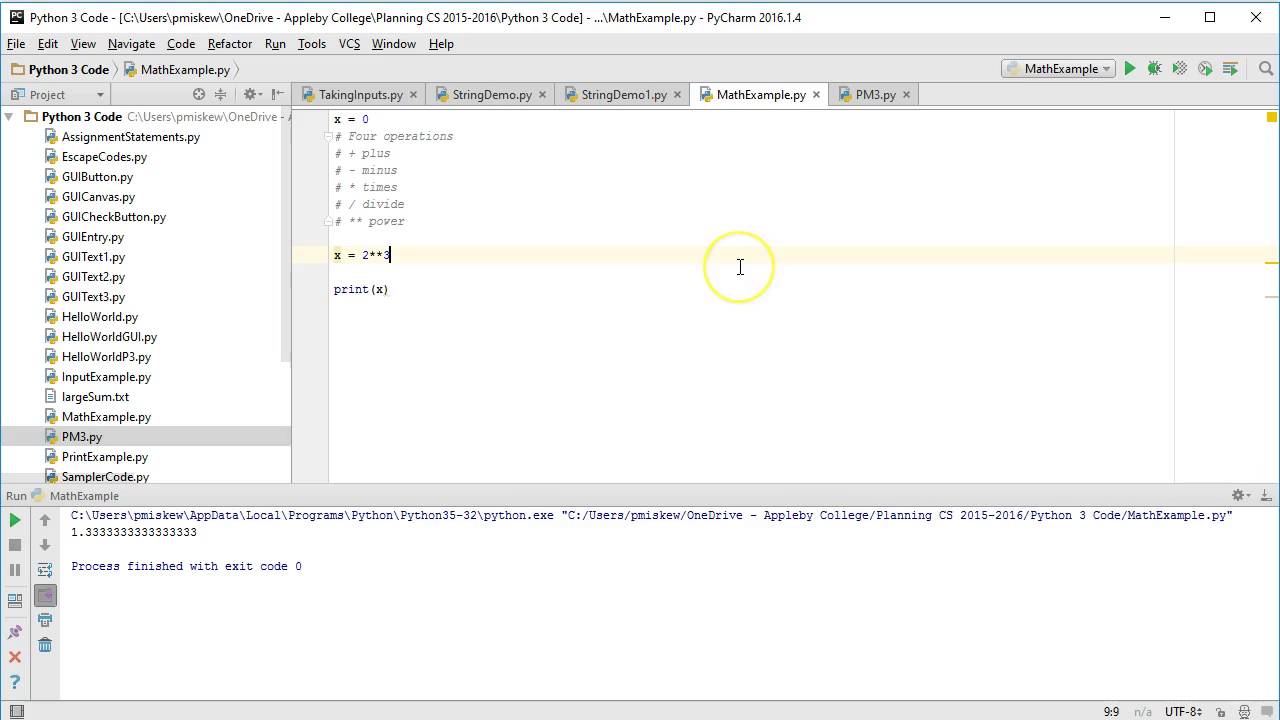 The Basics - Python 3: Basic  Math Operators