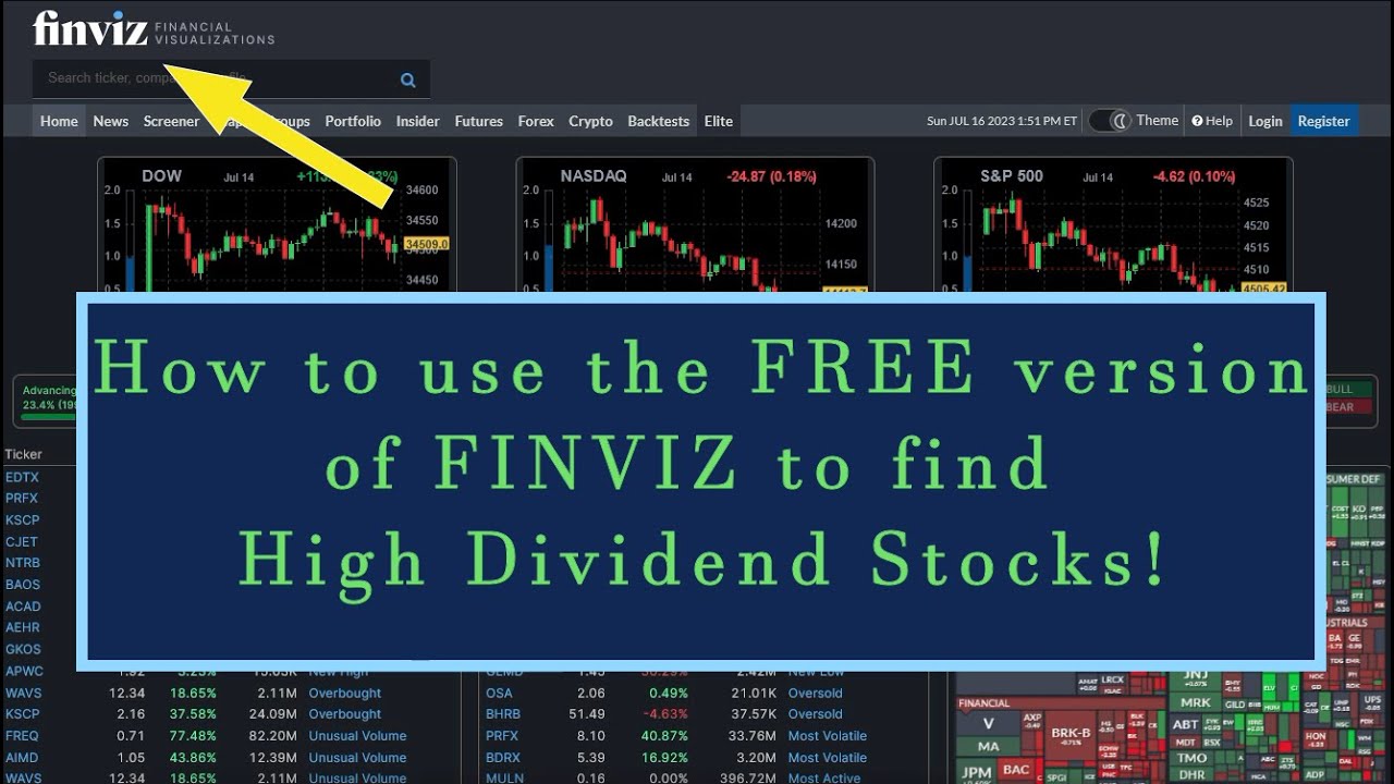 How to use the FREE version of FINVIZ to find High Dividend Stocks!!!