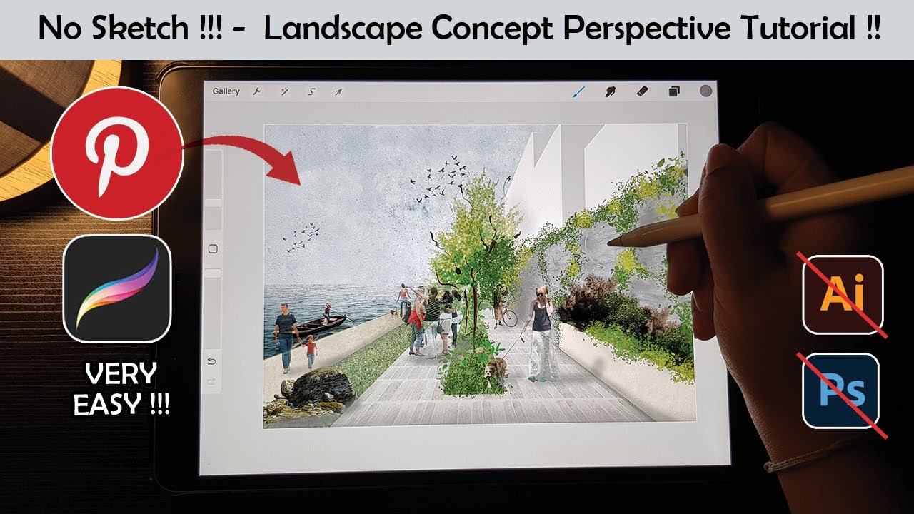 How to create a Landscape Conceptual sketch without sketching on Procreate??✍😉 #art #tutorial