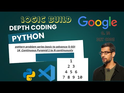 14.Continuous Pyramid Pattern in Python | Print 1 to N Pyramid | Pattern Program for Beginners dsa