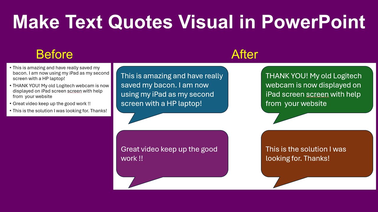 Make text quotes more visual on PowerPoint slides; Step-by-step tutorial