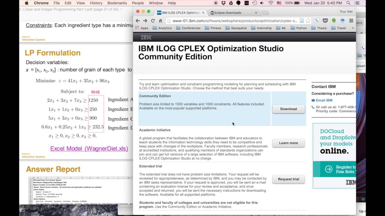 Solving A Simple Linear Program Using CPLEX in Java