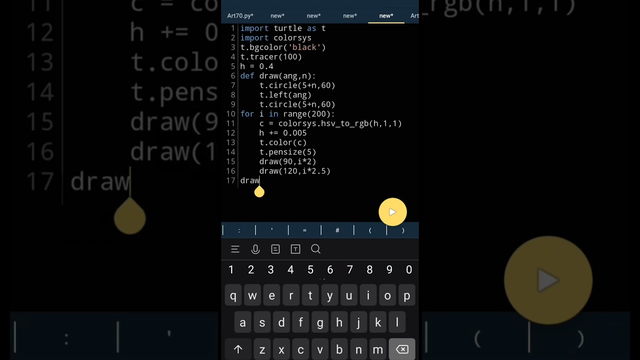 Python turtle graphic design😜😜🥰🥰 || python coding status 😍😜 #shorts   #programming  #turtle  #python