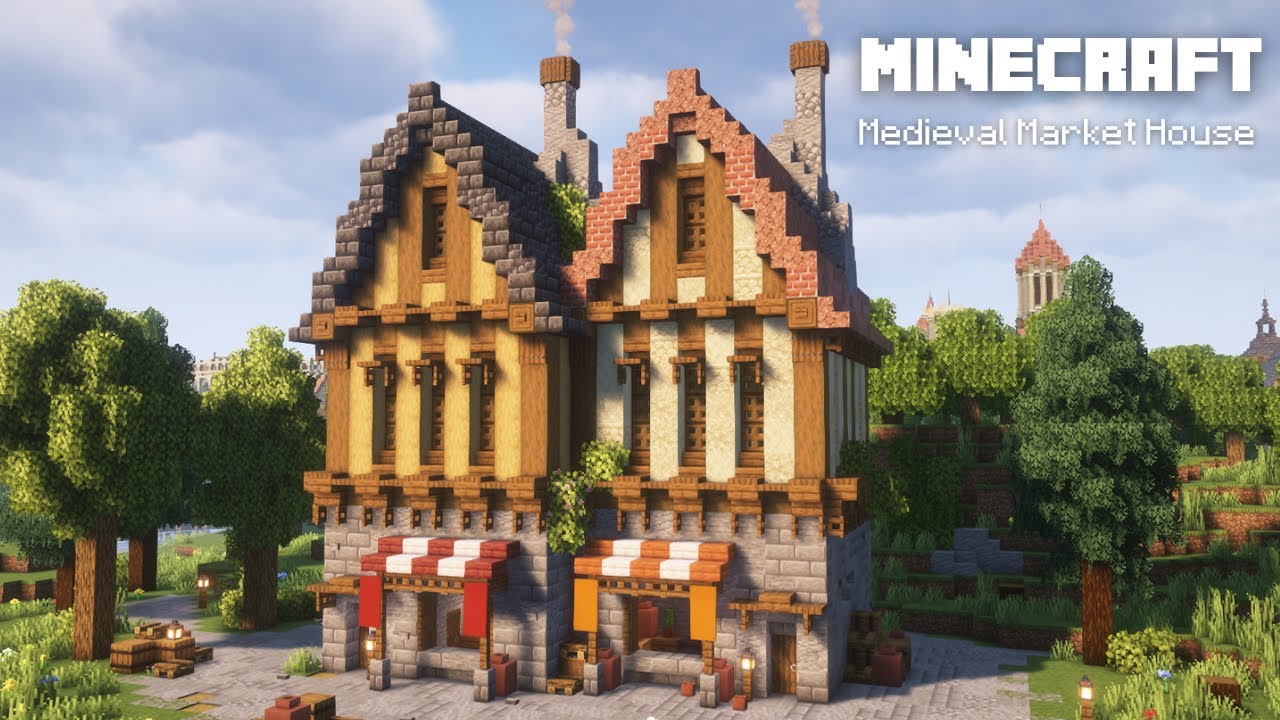 Minecraft: Medieval Market House build | Minecraft Tutorial - Minecraft Builders