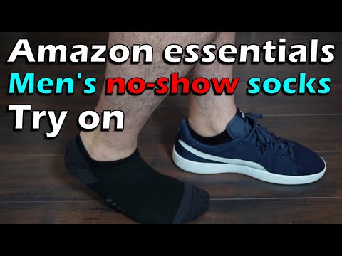 Amazon Essentials Men's No Show Cotton Socks Try On and Size